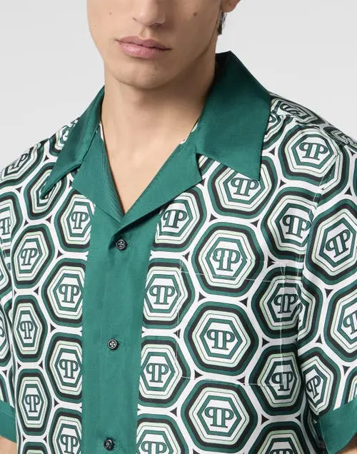 Philipp Plein Silk Bowling Shirt Monogram 70's