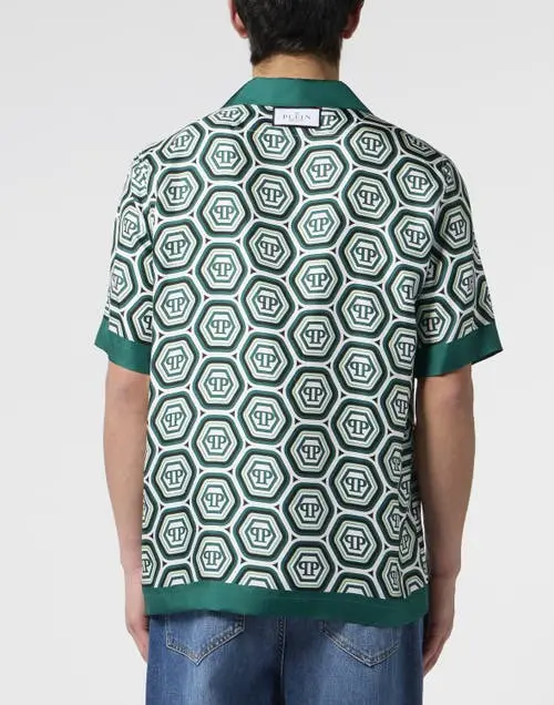 Philipp Plein Silk Bowling Shirt Monogram 70's