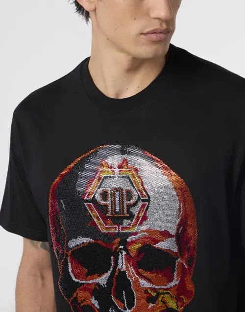 Philipp Plein Round Neck T-shirt Lava Skull Stones