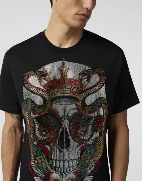 Philipp Plein Round Neck T-shirt Snake King Stones