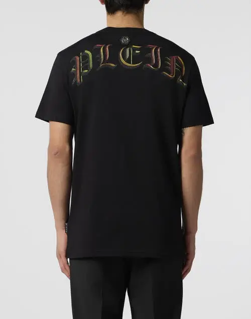 Philipp Plein Round Neck T-shirt Snake King Stones