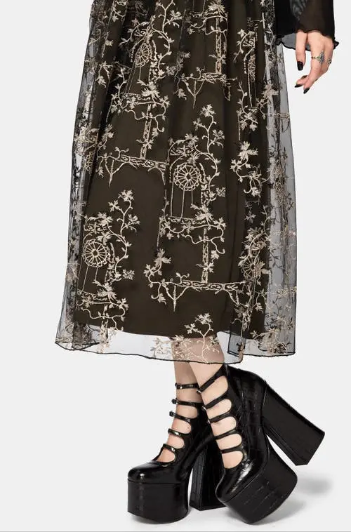 DISTURBIA Stellar Vine Embroidery Midi Dress