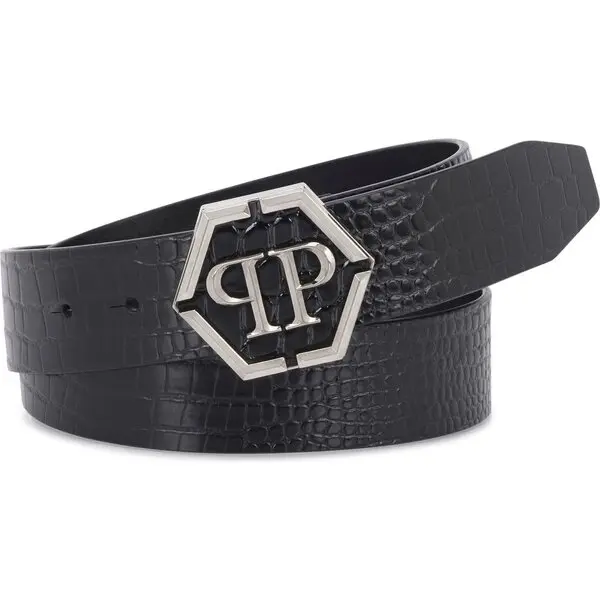 Philipp Plein Leather Belt Cocco