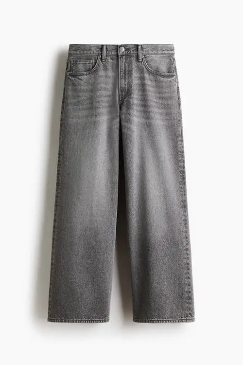 H&M Wide-leg Cotton Denim Jeans - Denim Gray