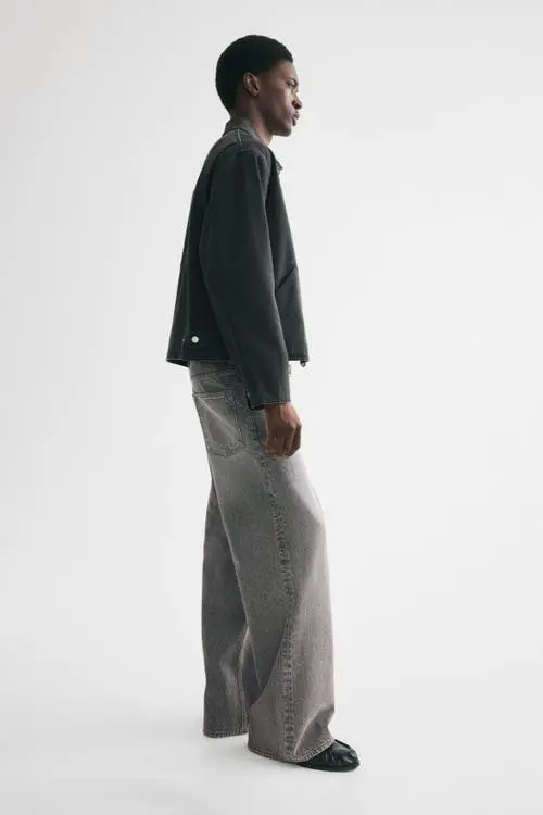 H&M Wide-leg Cotton Denim Jeans - Denim Gray