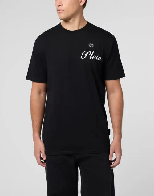 Philipp Plein Round Neck T-shirt Embossed Signature - Black