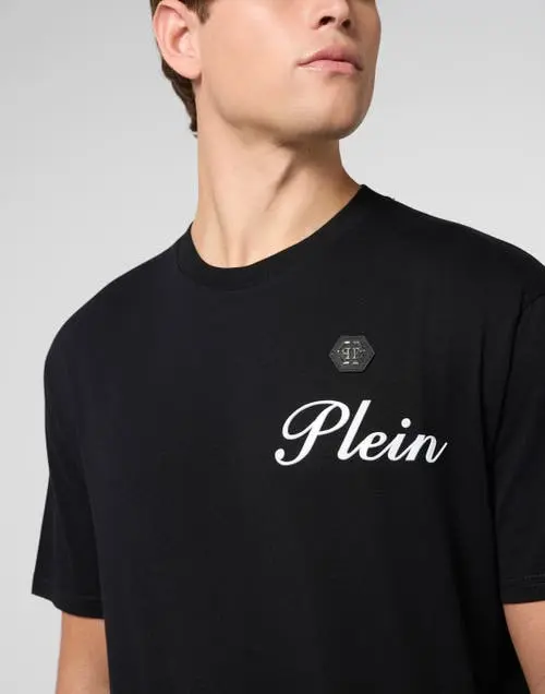 Philipp Plein Round Neck T-shirt Embossed Signature - Black