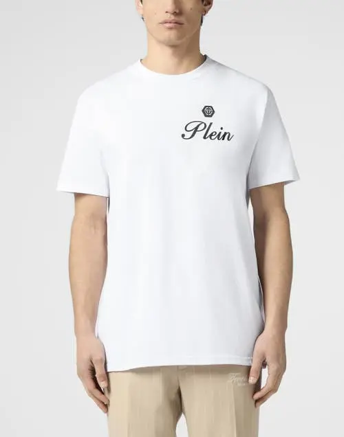 Philipp Plein Round Neck T-shirt Embossed Signature - White