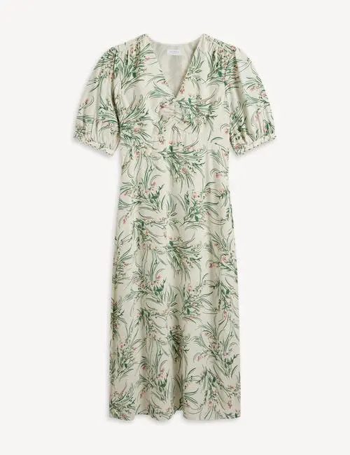 HOBBS LONDON Florentina Ruched V-neck Midi Dress - Ivorymulti