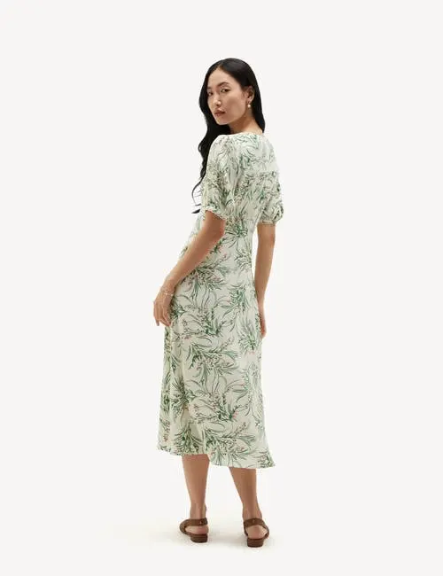 HOBBS LONDON Florentina Ruched V-neck Midi Dress - Ivorymulti