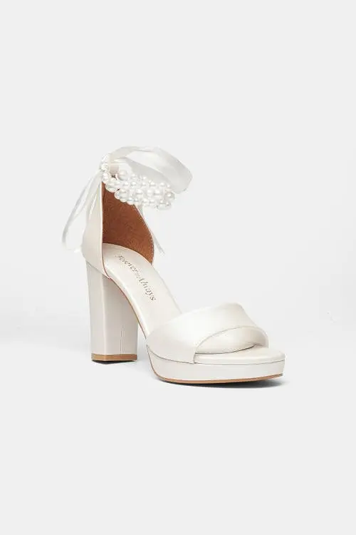 PROLOGUE SHOES Ksenia Platform Bridal Sandal - Ivory