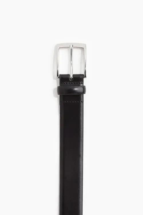 H&m Leather Belt With Metal Buckle