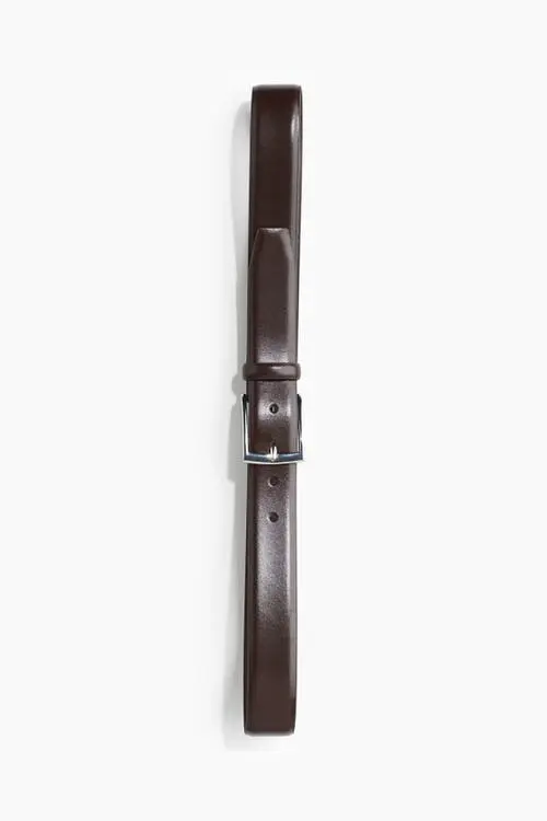 H&M Leather Belt With Metal Buckle - Brown