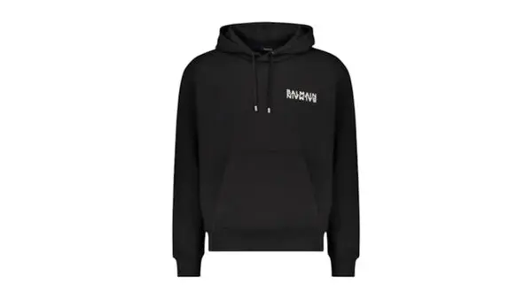 Balmain Double Logo Cotton Hoodie - Black
