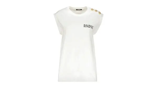 Balmain Cotton Sleeveless Logo Tank
