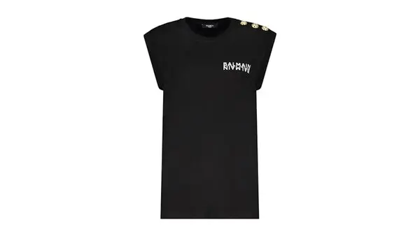 Balmain Cotton Sleeveless Logo Tank