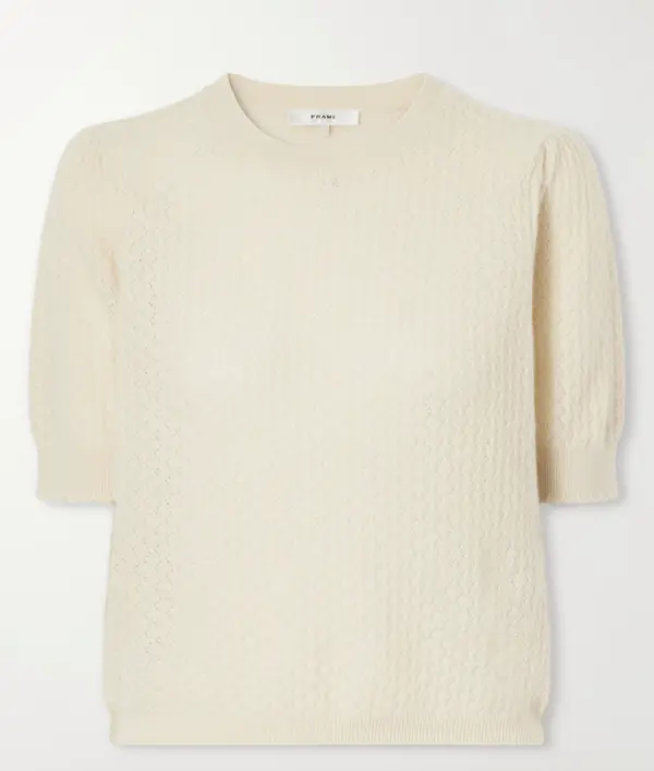 FRAME The Gathered' Honeycomb Cashmere Sweater - Beige