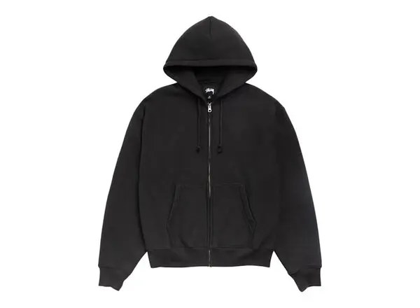 StÜssy Cursive Applique Zip Hoodie Black