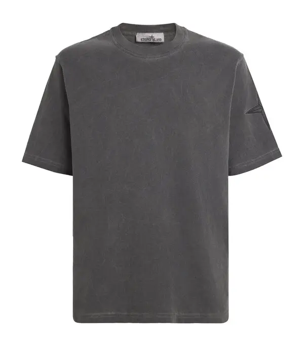 Stone Island Organic Cotton Uneven-dye T-shirt - Black