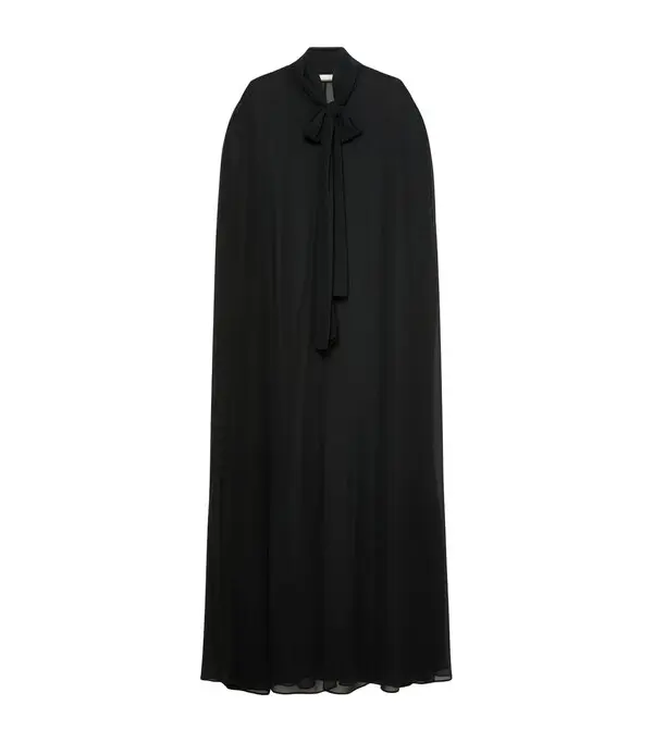 Marina Rinaldi Chiffon Tie-neck Cape - Black