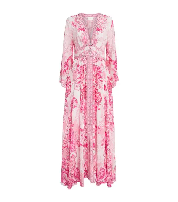 Camilla Silk Printed Maxi Dress - Pink