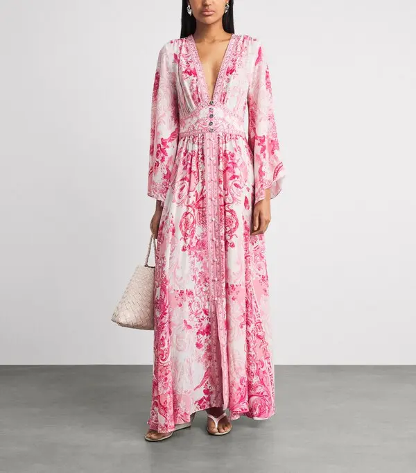 Camilla Silk Printed Maxi Dress - Pink