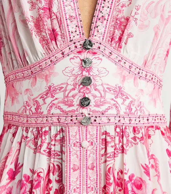 Camilla Silk Printed Maxi Dress - Pink