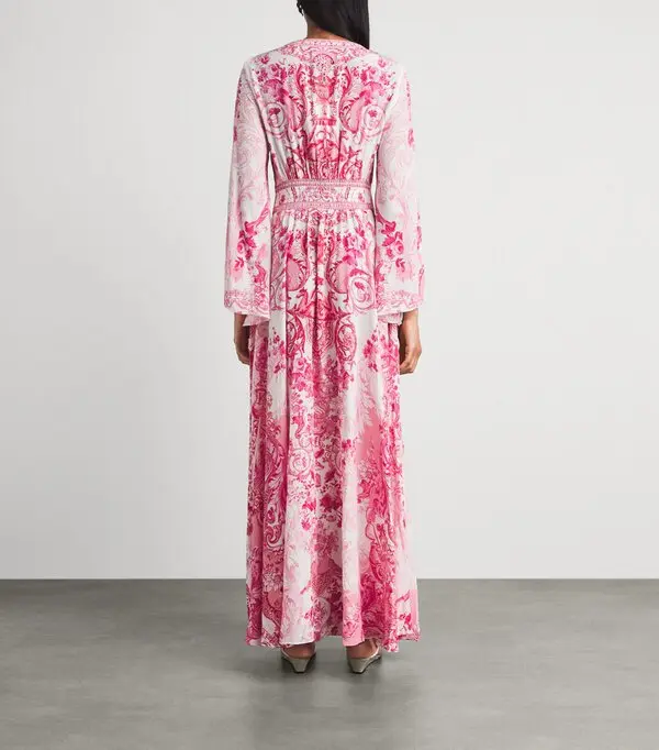 Camilla Silk Printed Maxi Dress - Pink