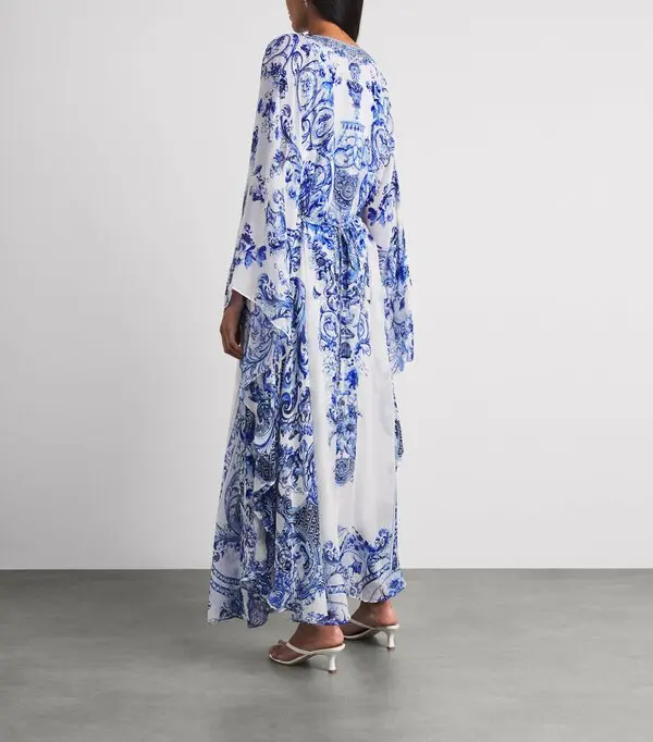 Camilla Silk Embellished V-neck Kaftan