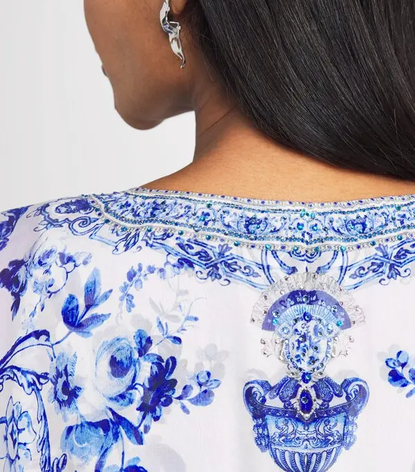 Camilla Silk Embellished V-neck Kaftan