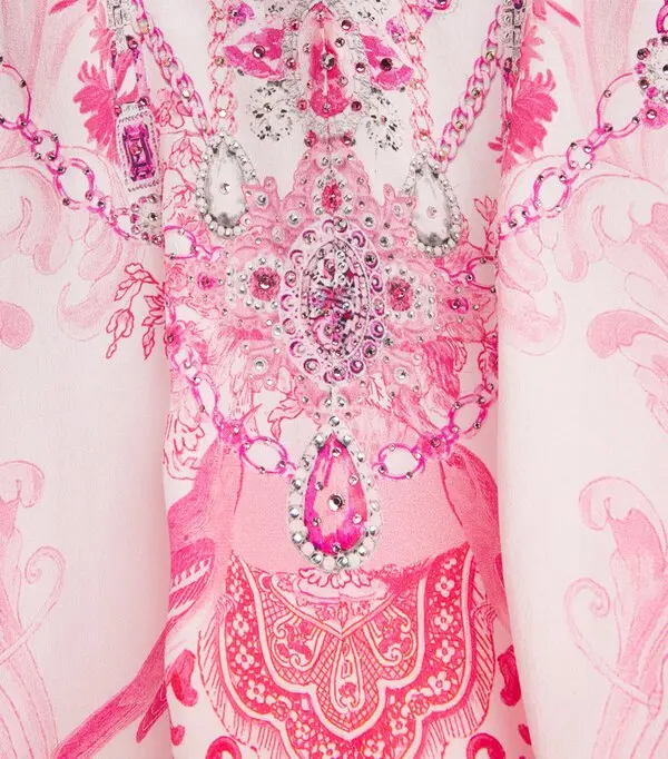 Camilla Silk Embellished Mini Kaftan