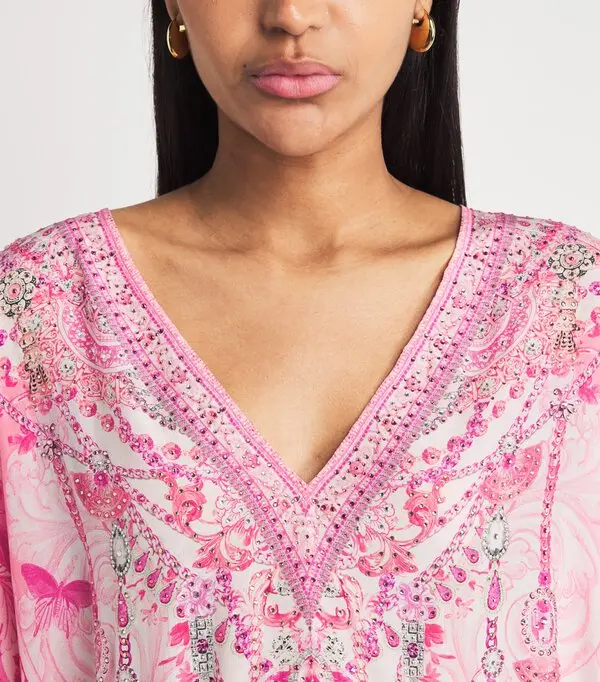 Camilla Embellished Silk Mini Kaftan