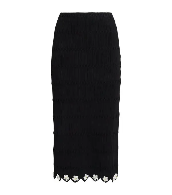 Maje Knitted Embellished Midi Skirt - Black