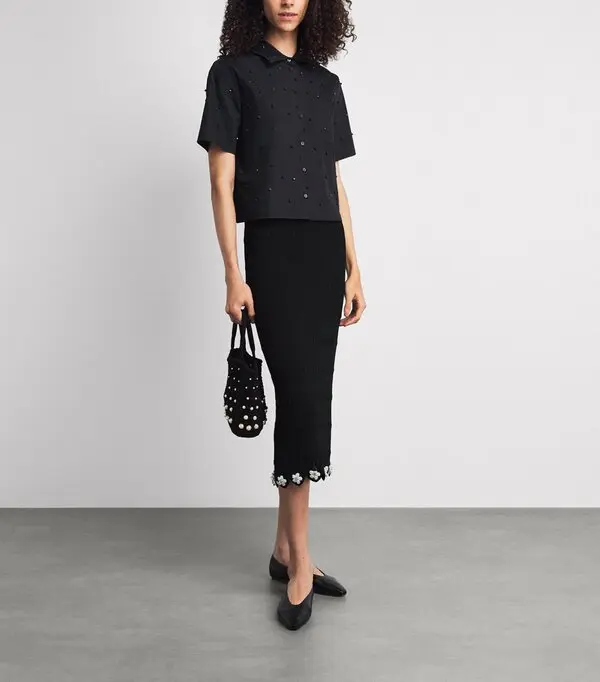 Maje Knitted Embellished Midi Skirt