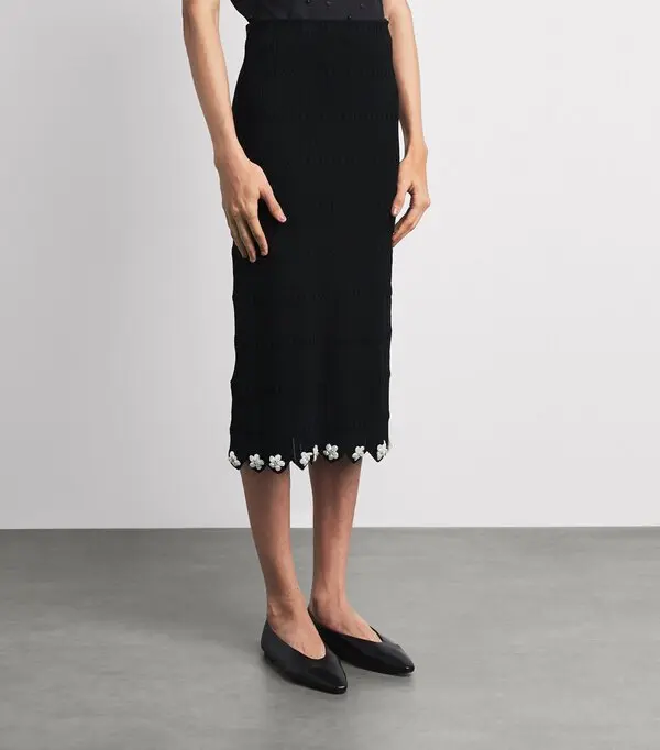 Maje Knitted Embellished Midi Skirt
