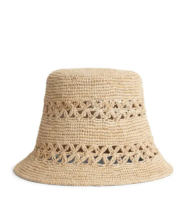 Zimmermann Raffia Woven Bucket Hat - Beige