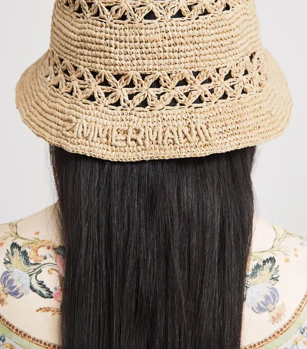 Zimmermann Raffia Woven Bucket Hat - Beige