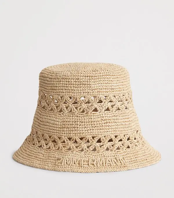 Zimmermann Raffia Woven Bucket Hat - Beige