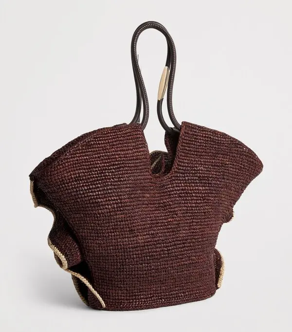 Zimmermann Raffia Ruffled Goldentime Tote Bag