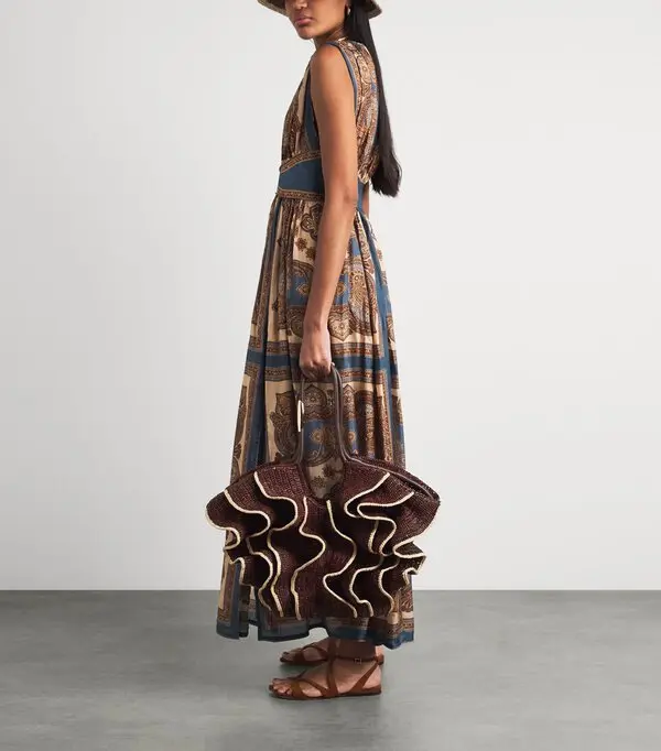 Zimmermann Raffia Ruffled Tote Bag - Brown
