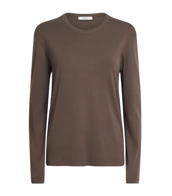 LEMAIRE Cotton Ribbed Long-sleeve T-shirt - Brown