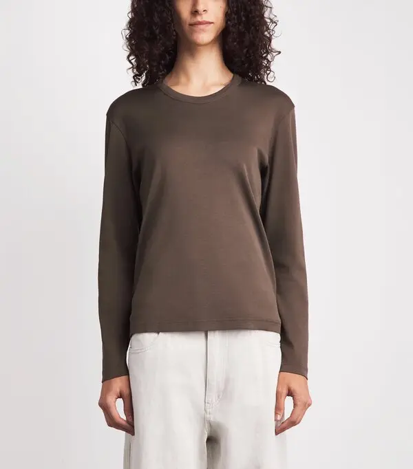 LEMAIRE Cotton Ribbed Long-sleeve T-shirt - Brown