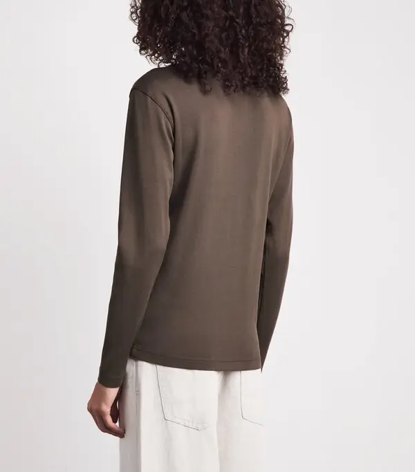 LEMAIRE Cotton Ribbed Long-sleeve T-shirt - Brown