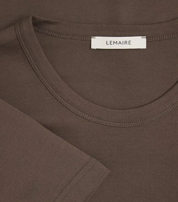LEMAIRE Cotton Ribbed Long-sleeve T-shirt - Brown
