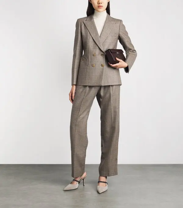 BLAZÉ MILANO Virgin Wool Check Charmer Double-breasted Blazer