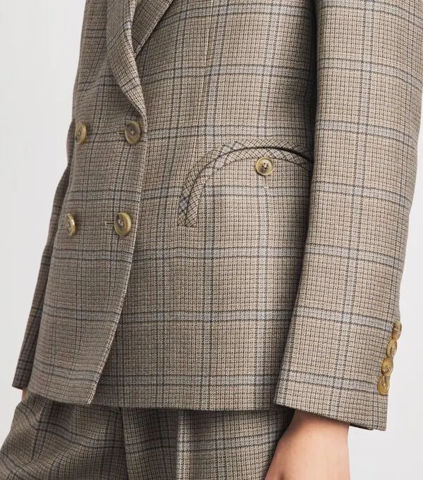 BLAZÉ MILANO Virgin Wool Check Charmer Double-breasted Blazer
