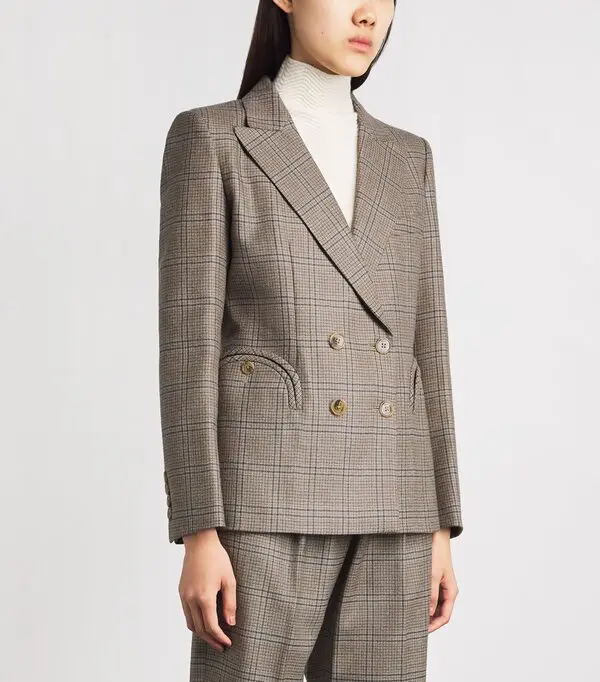 BLAZÉ MILANO Virgin Wool Check Charmer Double-breasted Blazer