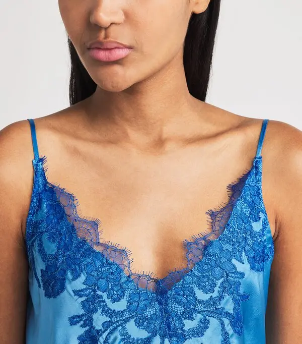 TORLOWEI Silk Tokoni Mini Slip Dress With Lace Detailing