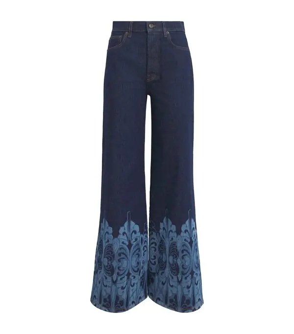 La DoubleJ Printed Cropped Flared Jeans