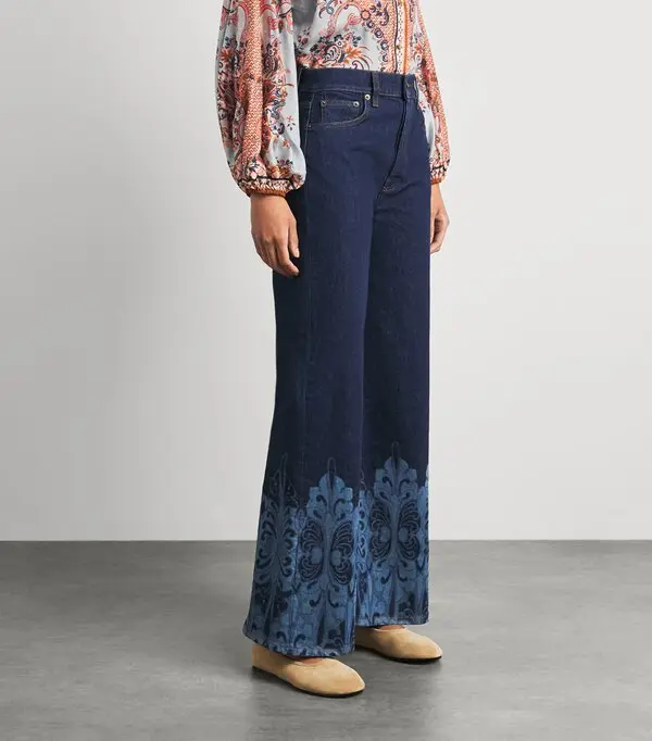 La DoubleJ Printed Cropped Flared Jeans